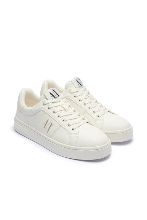 Armani Exchange Kadın Yanı Gold Logo Detaylı Sneaker - Kırık Beyaz
